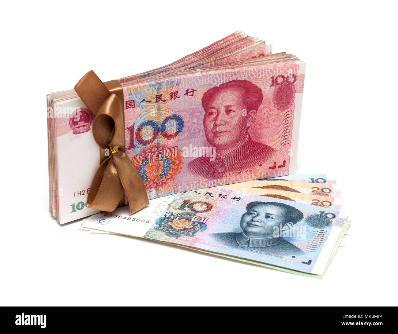 Stack of Renminbi (Chinese Yuan Note) Isolated On White background ...
