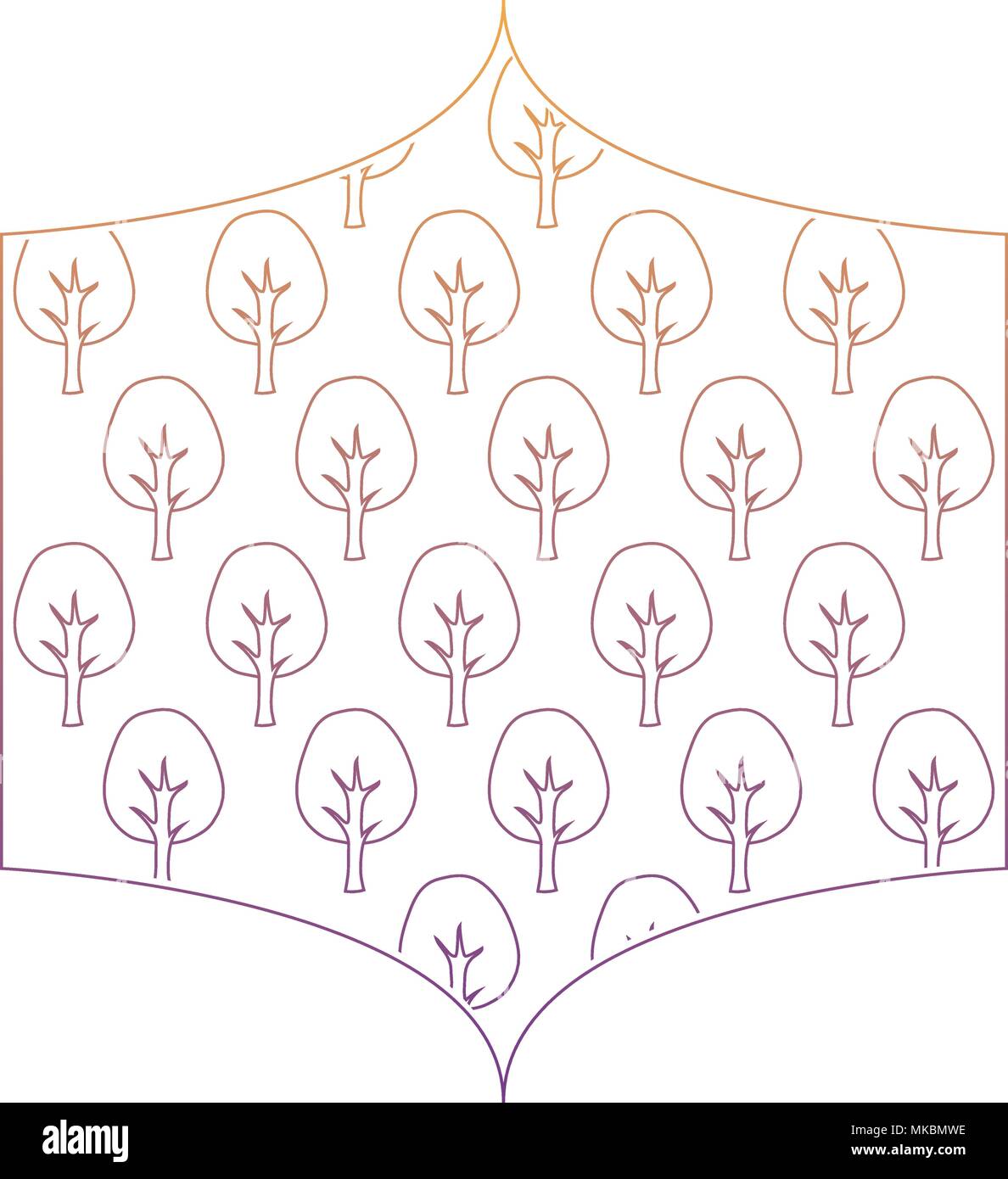 arabic frame with trees pattern over white background, colorful design ...