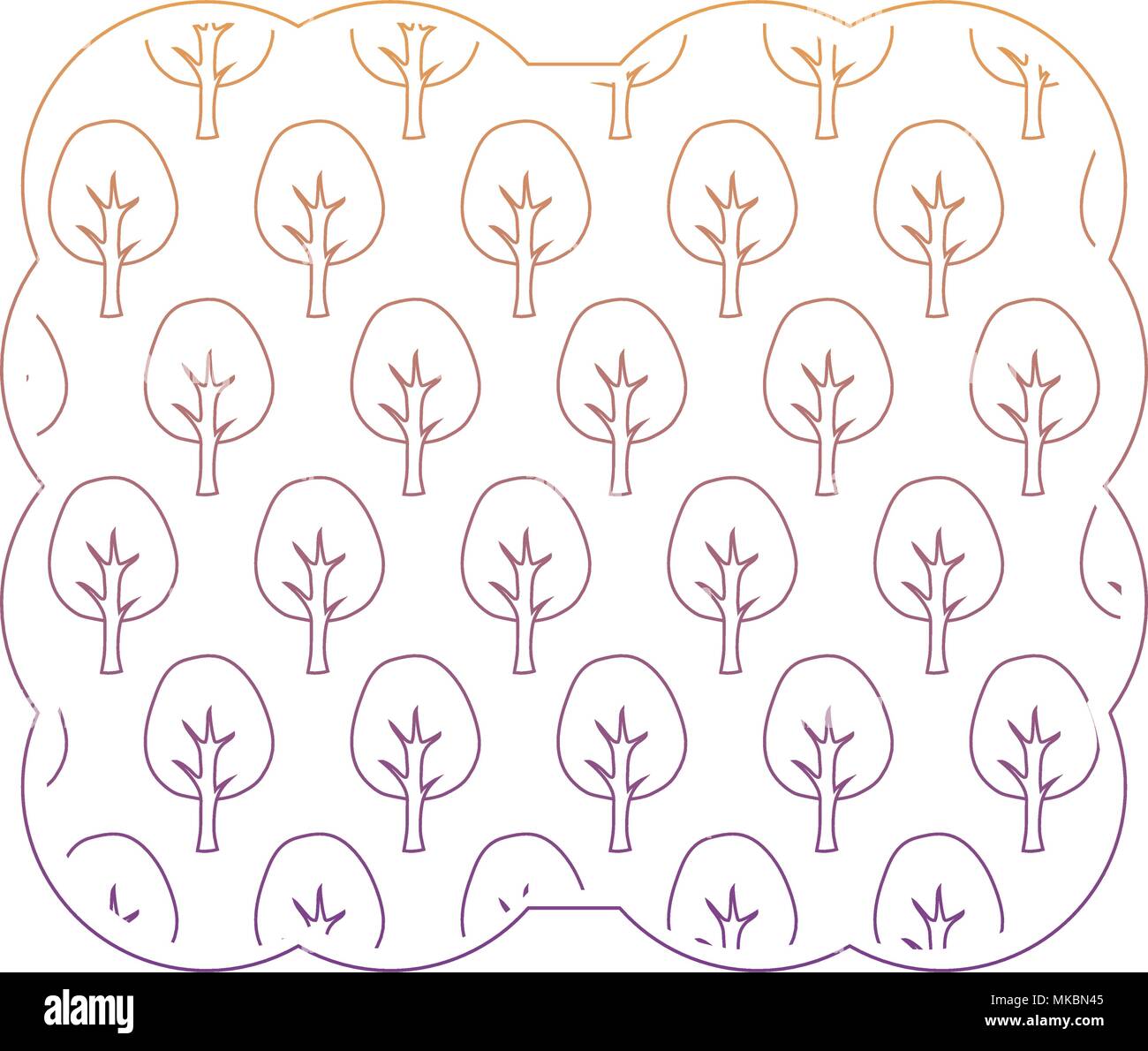 arabic frame with trees pattern over white background, colorful design ...