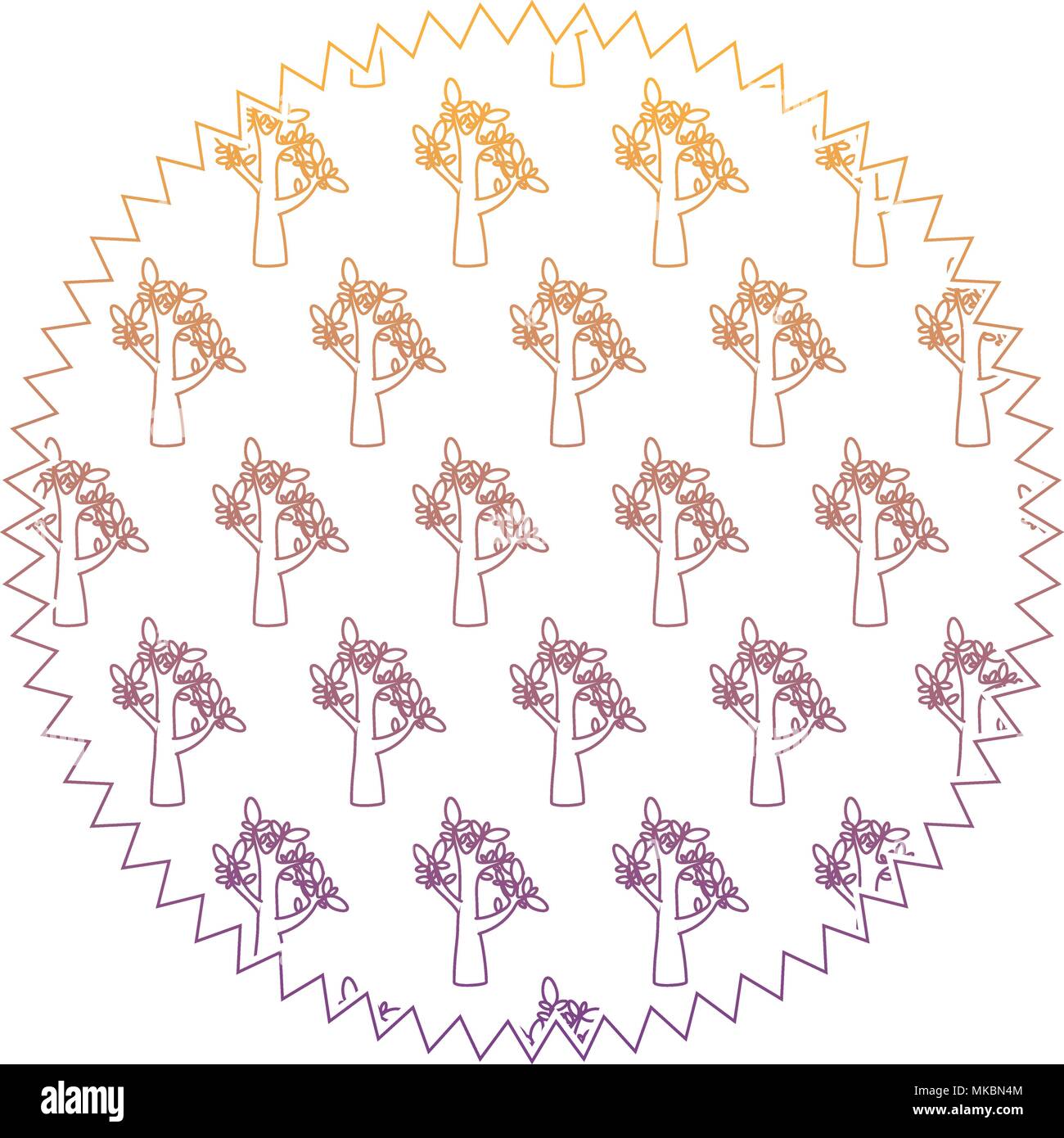 circular frame with trees design over white background, colorful design ...