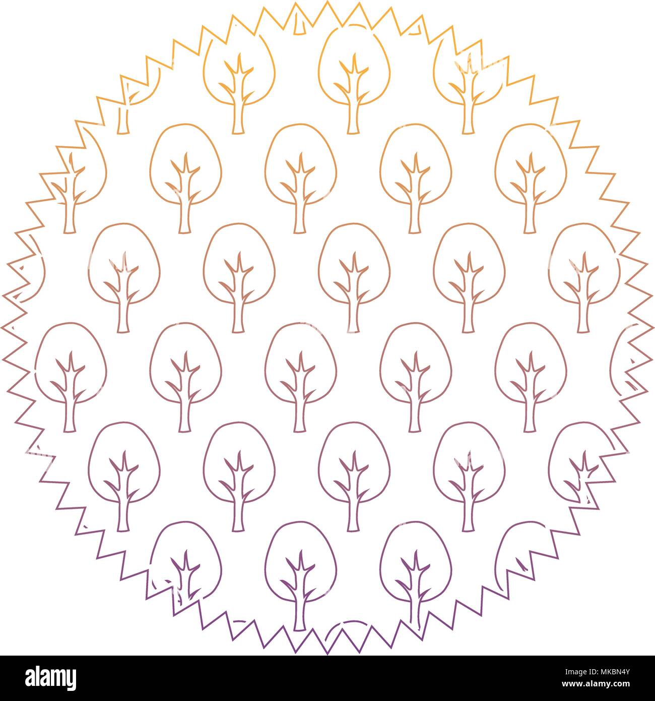 seal stamp with trees pattern over white background, vector ...