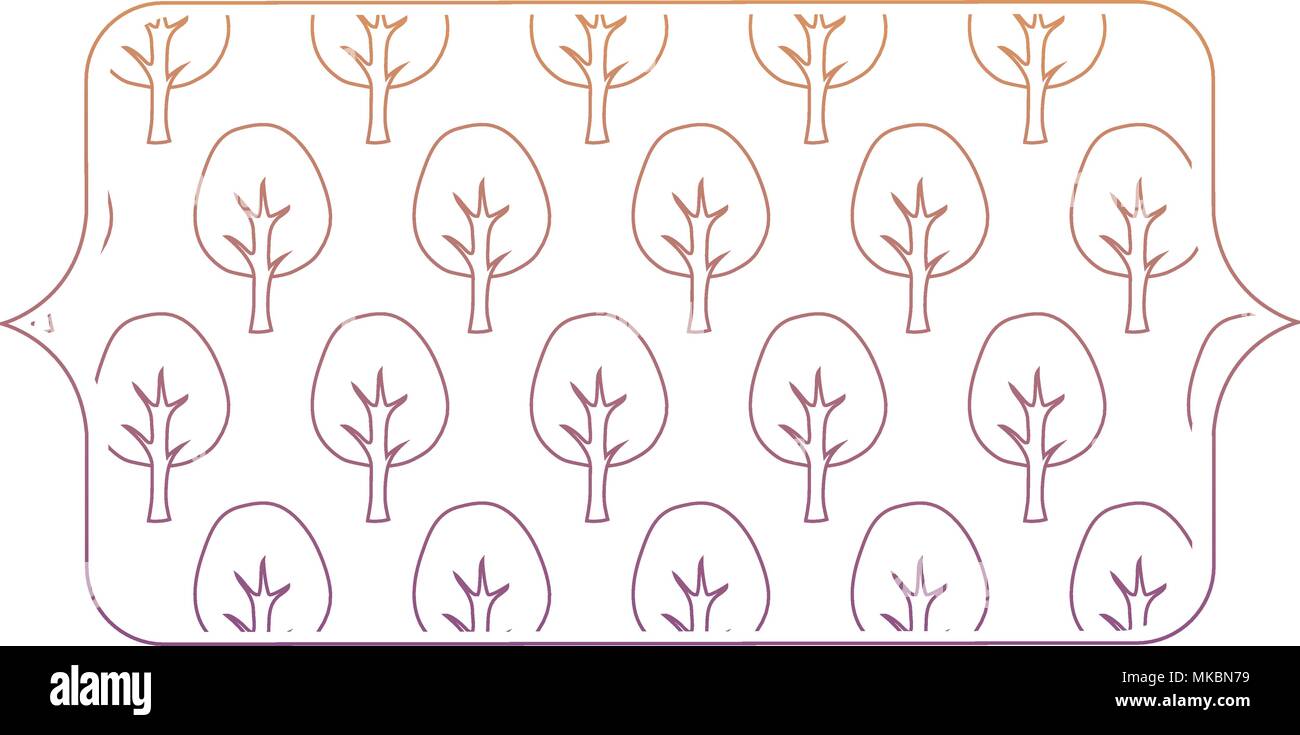 banner with trees pattern over white background, colorful design ...