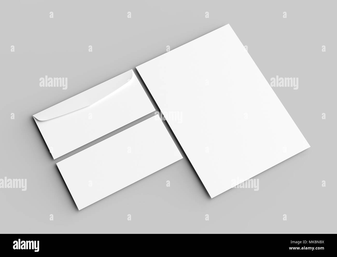 Envelope and letter mock up isolated on soft gray background. 3D ...