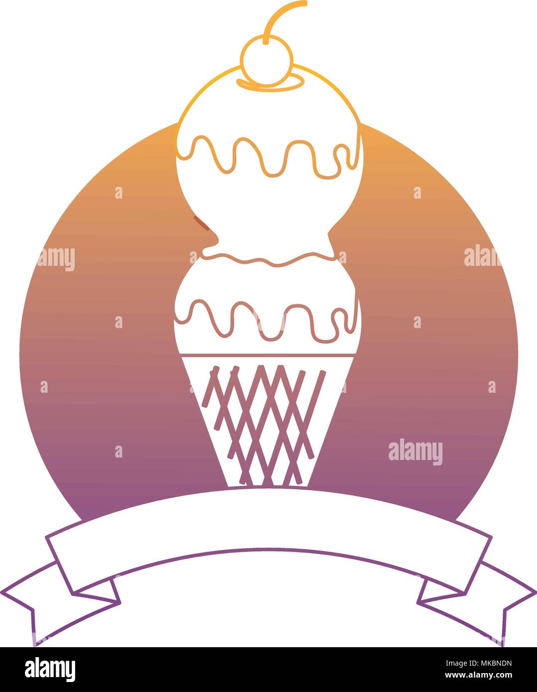 emblem with ice cream icon over white background, vector illustration ...