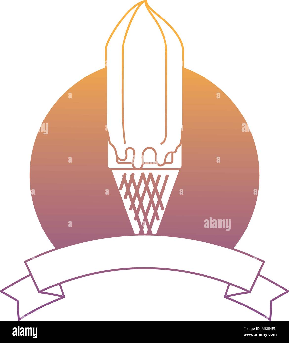 emblem with ice cream icon over white background, vector illustration ...
