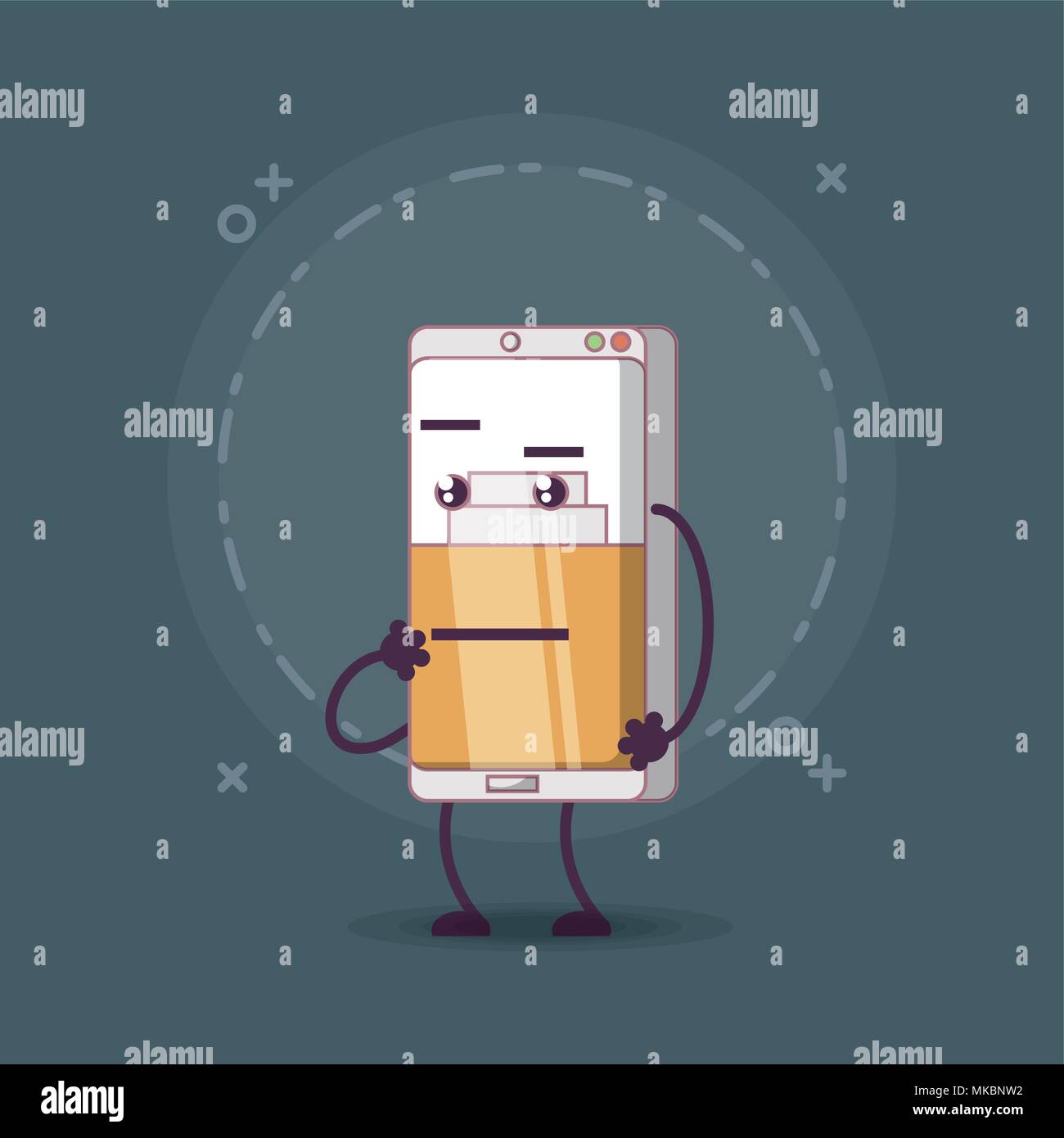 cartoon smartphone thinking over gray background, colorful design ...