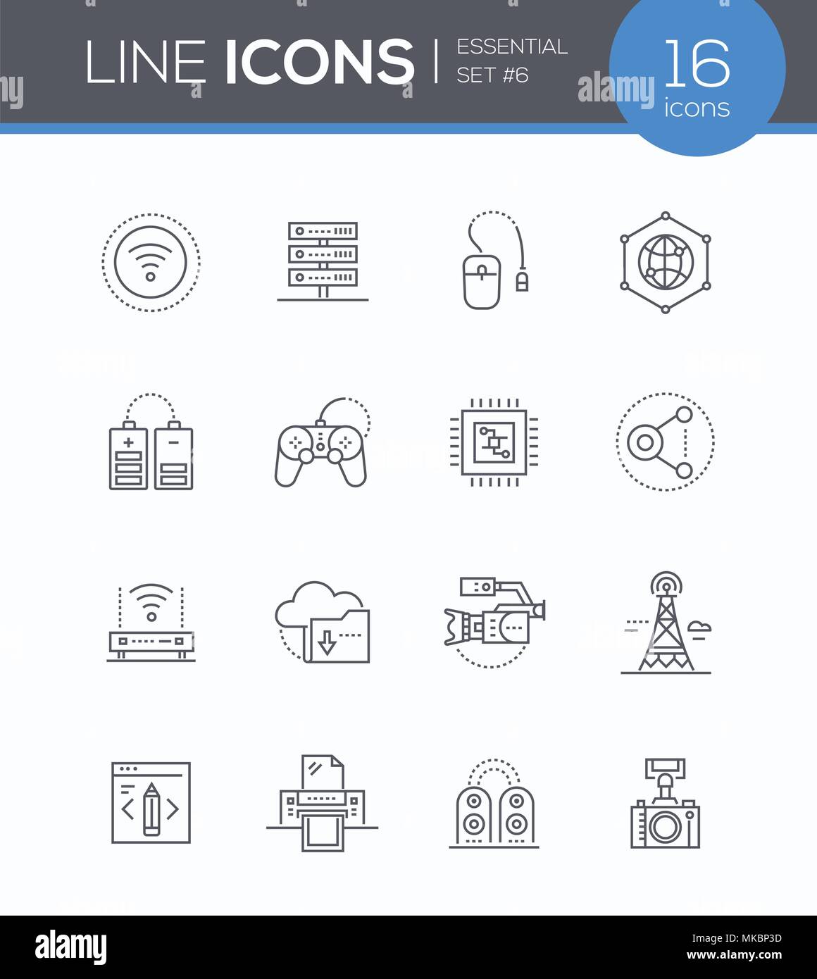 Modern technology - vector line design style icons set Stock Vector ...