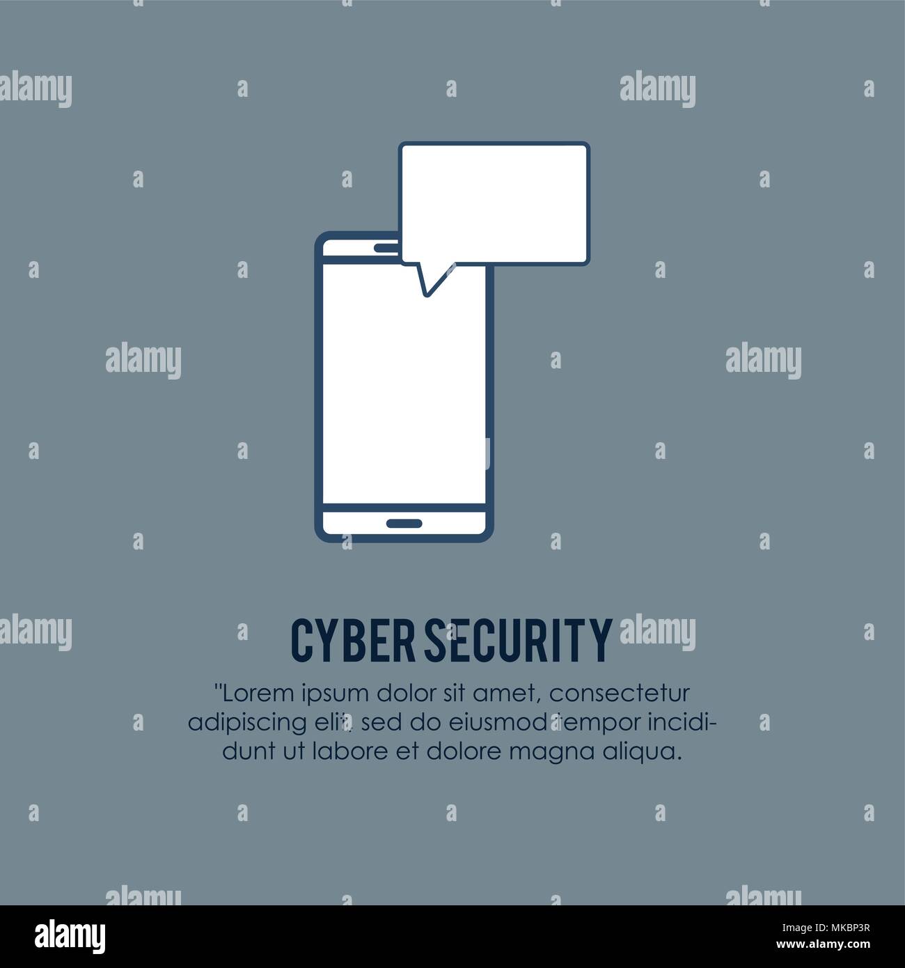 cyber security design with smartphone with speech bubble icon over gray ...