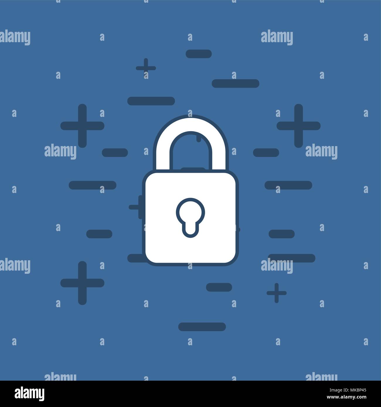 security padlock icon over blue background, colorful line design ...
