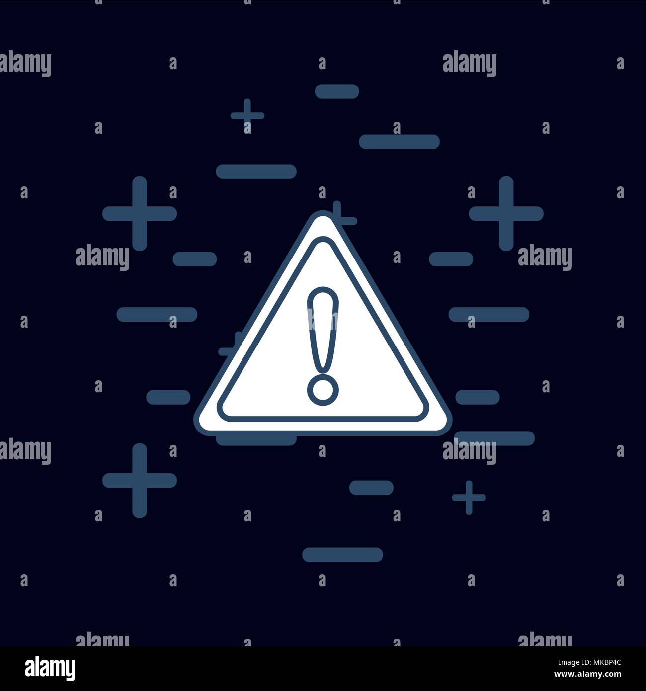 warning sign icon over blue background, colorful line design. vector ...
