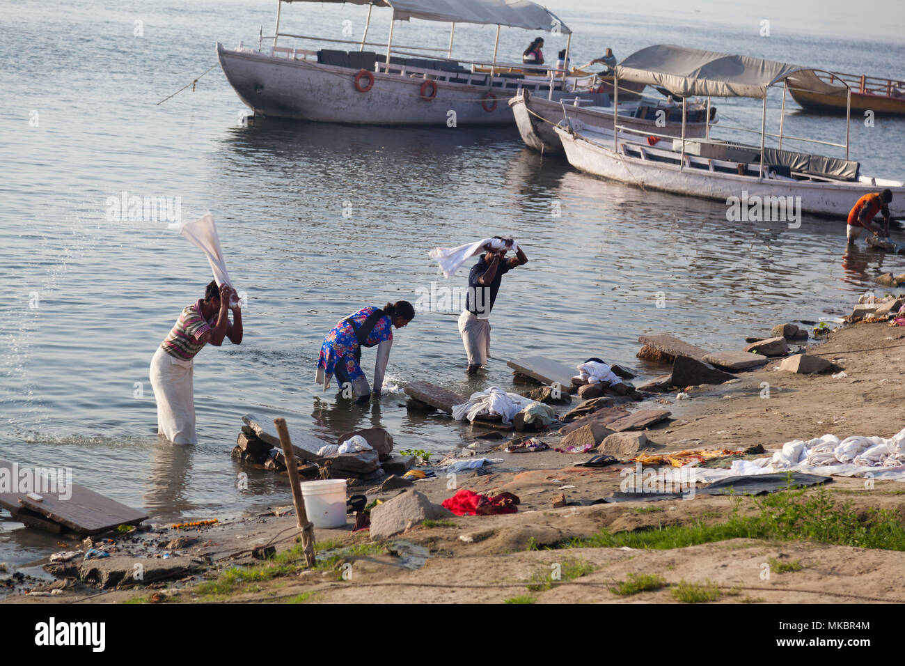 The banks of the Ganges in Varanasi are where you will find groups of ...