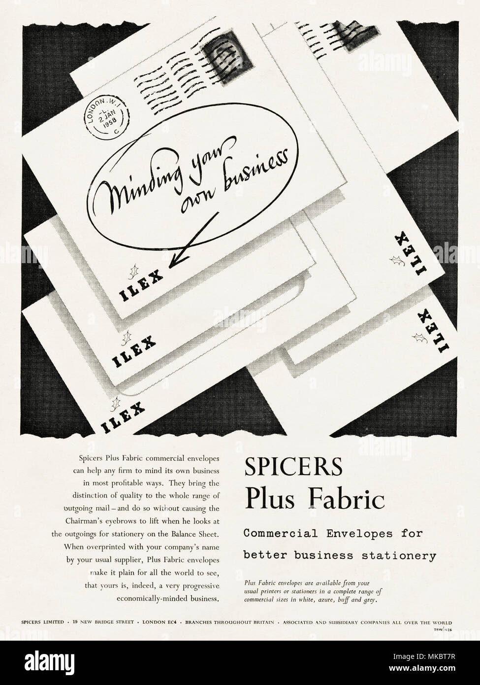 1950s vintage original advertisement advertising ILEX Spicers Plus ...