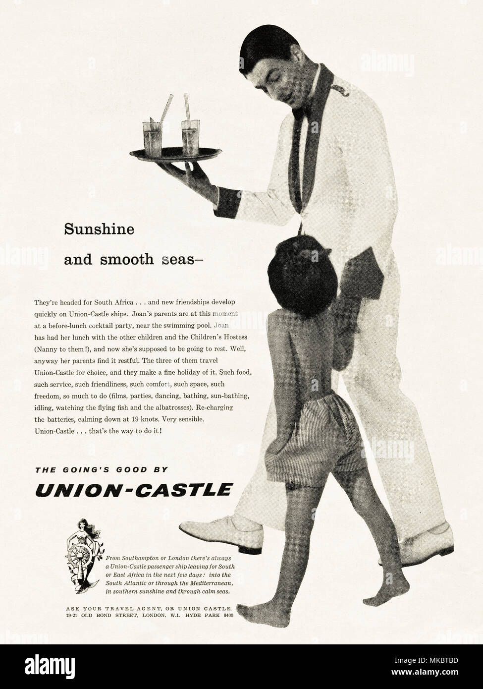 1950s vintage original advertisement advertising Union-Castle line ...