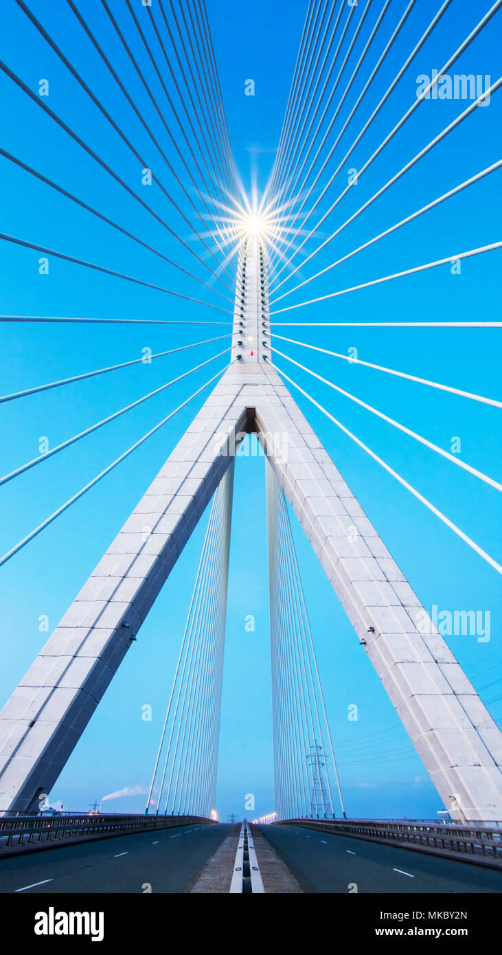 The Flintshire Bridge is a cable-stayed bridge spanning the Dee Estuary ...