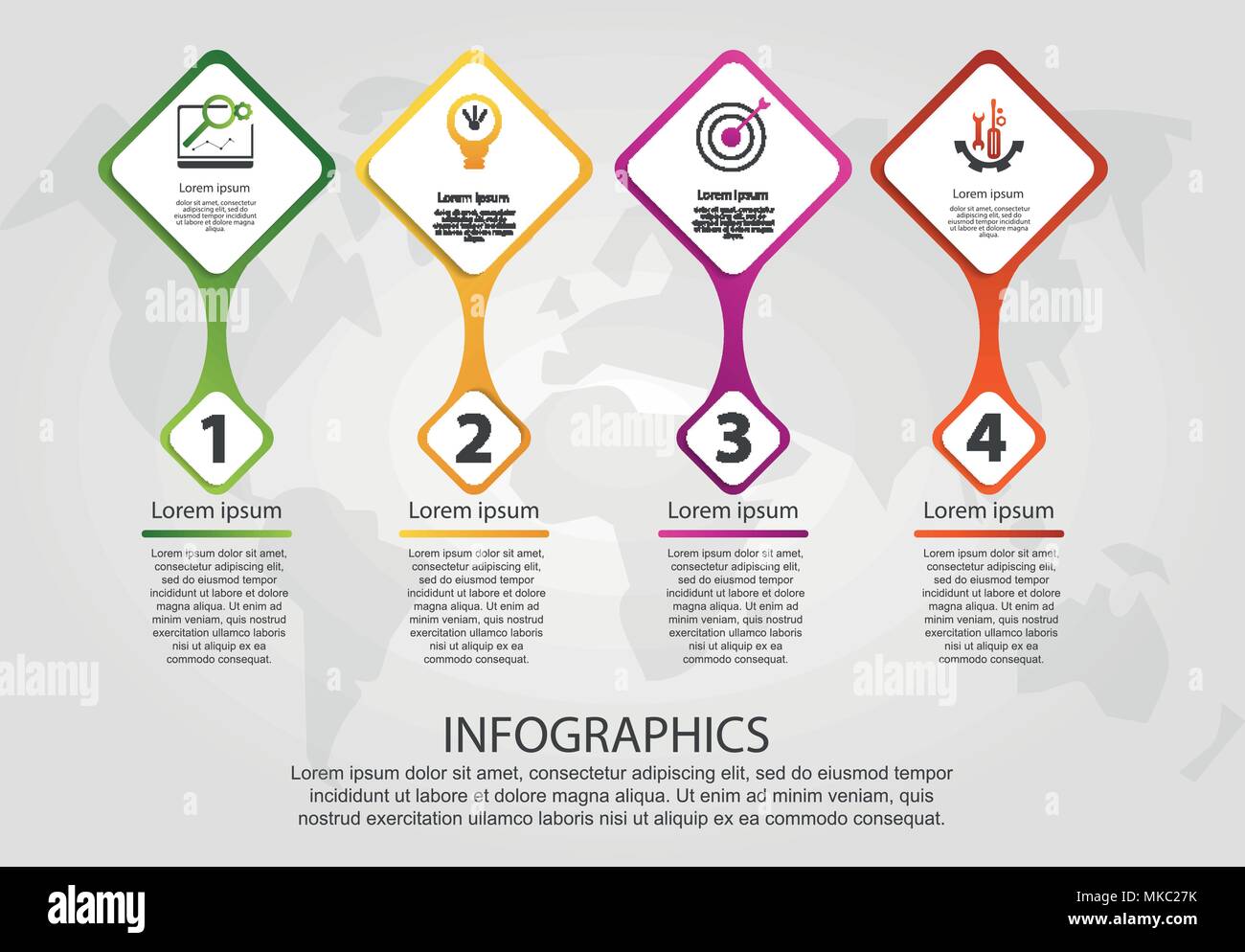 Timeline modern vector illustration 3D. Infographic template with four ...