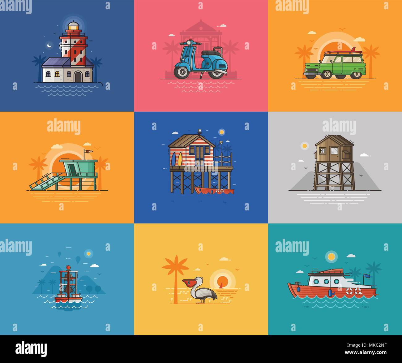 Seaside resort coastal Stock Vector Images - Alamy