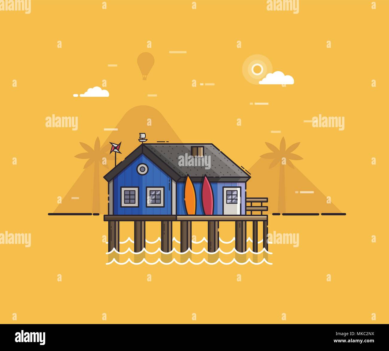 Mountain hut exterior Stock Vector Images - Alamy
