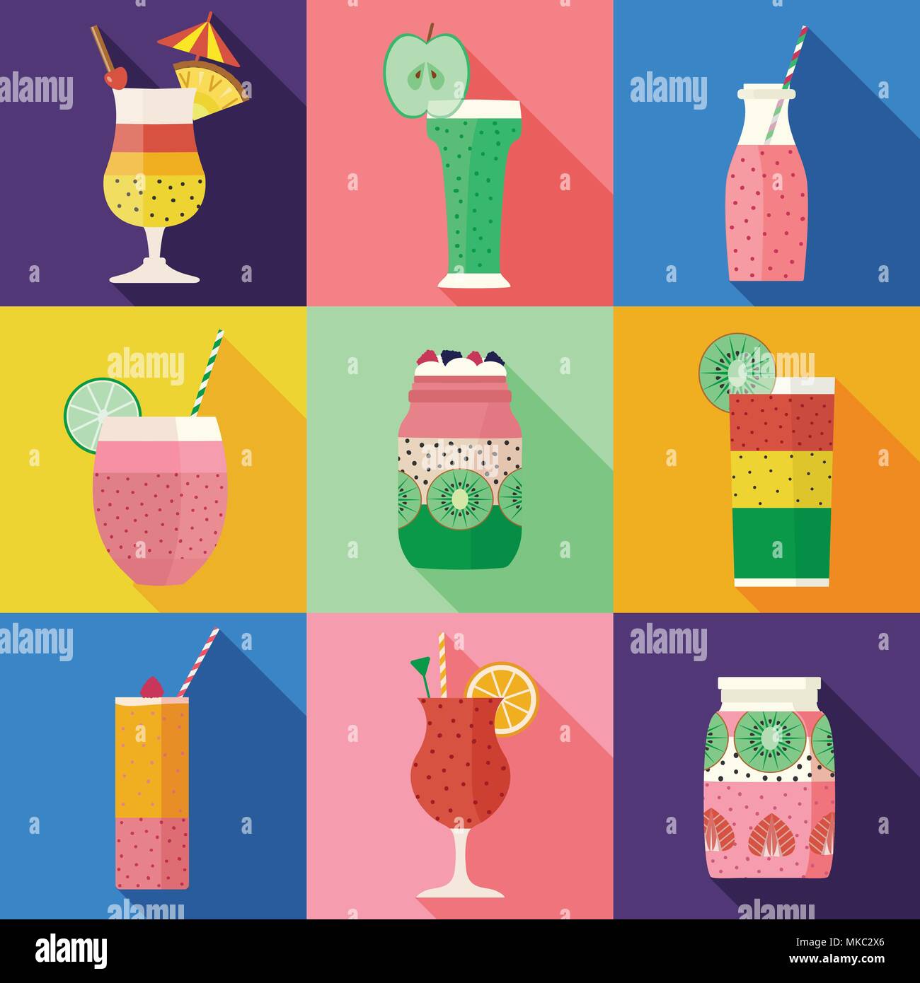 Kiwi green detox smoothie Stock Vector Images - Alamy