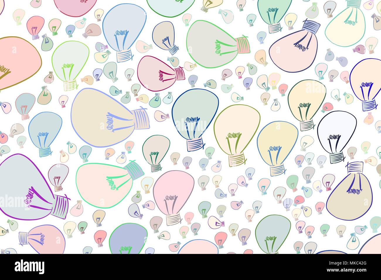 Hand drawn light bulbs illustrations background, good for graphic ...
