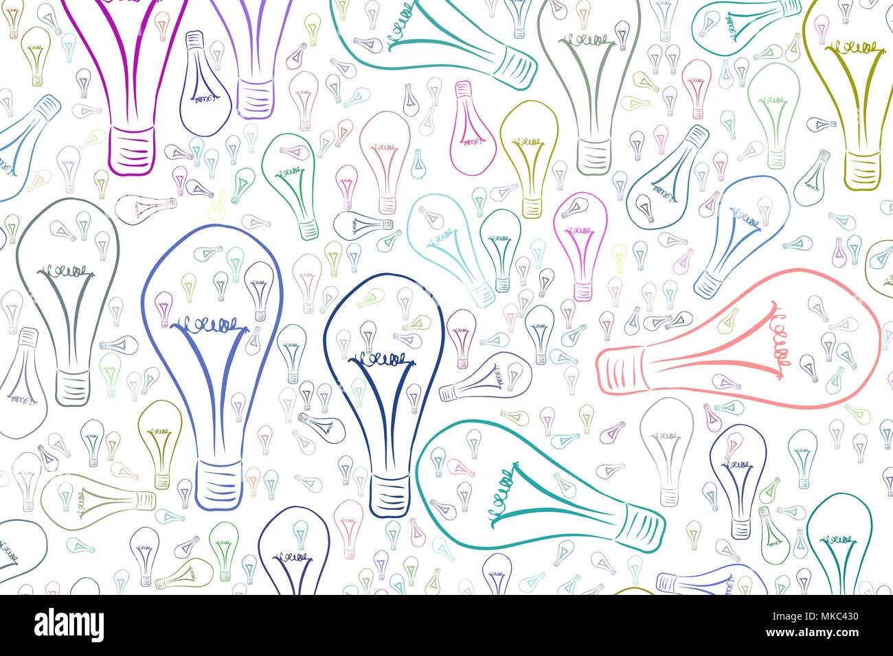 Decorative hand drawn light bulbs illustrations. Good for design ...