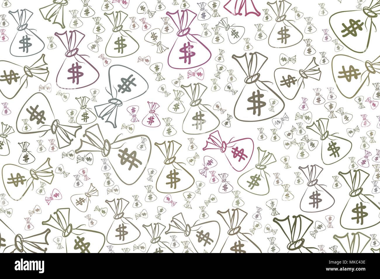 Decorative hand drawn money packs or bags illustrations. Good for ...
