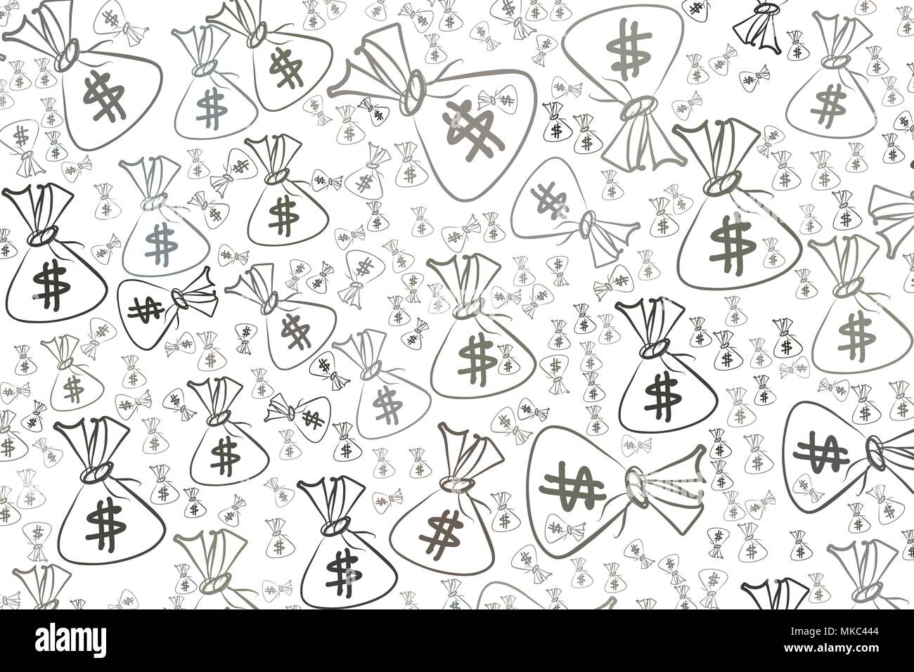 Abstract money packs or bags illustrations background. Cartoon style ...