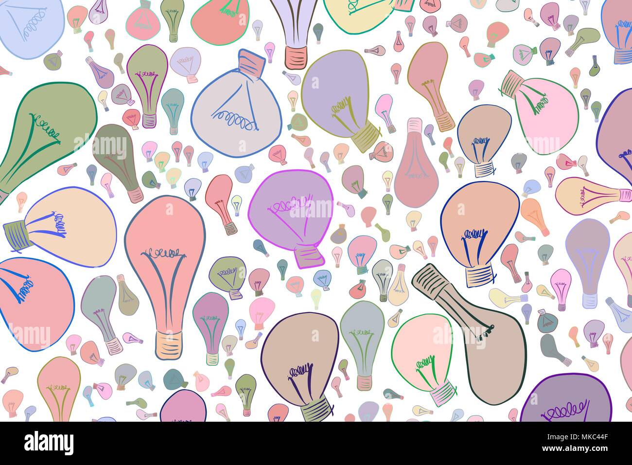 light bulbs illustrations background abstract, hand drawn. Idea ...