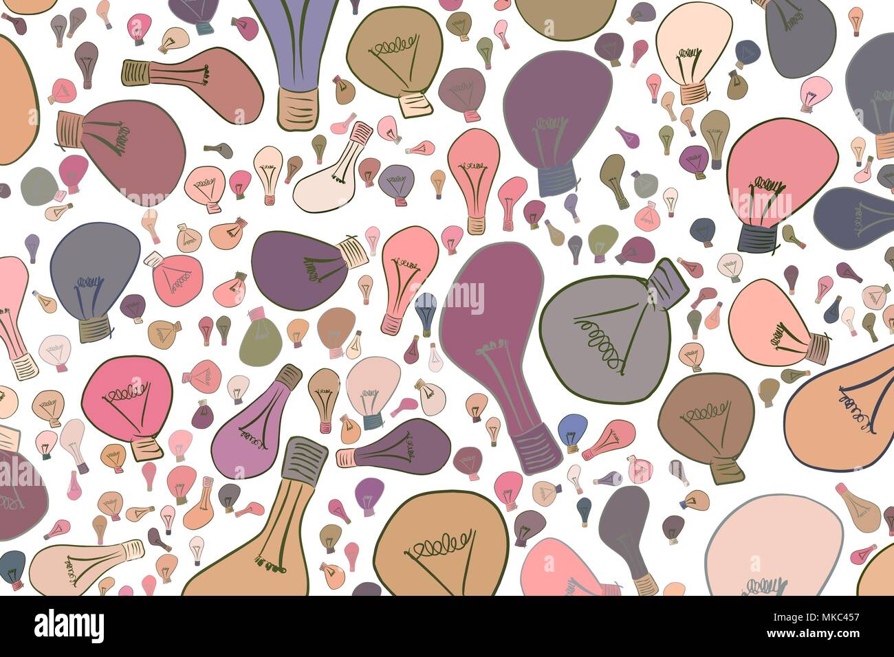 Hand drawn light bulbs illustrations background, good for graphic ...
