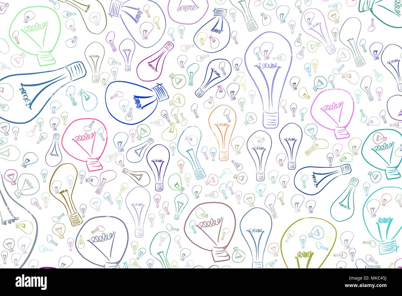 light bulbs illustrations background abstract, hand drawn. Idea ...