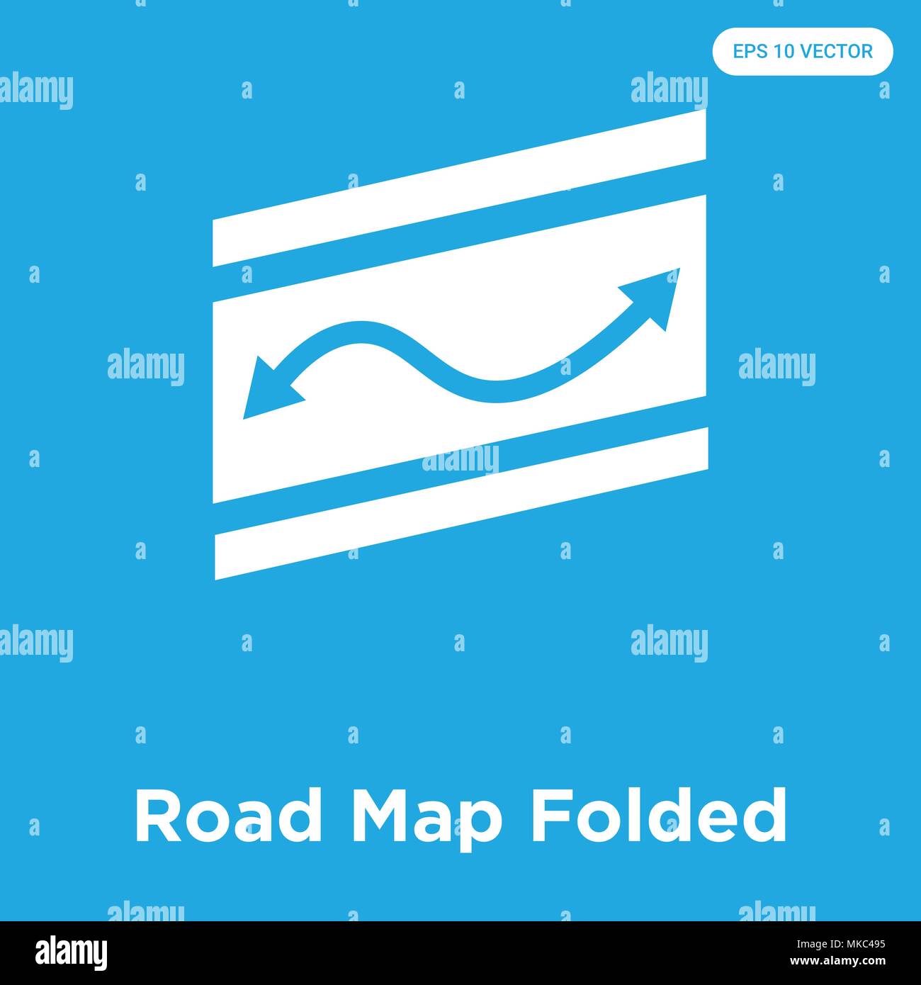 Road Map Folded vector icon isolated on blue background, sign and ...