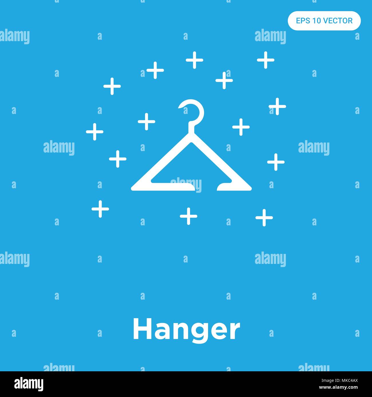 Hanger vector icon isolated on blue background, sign and symbol Stock ...