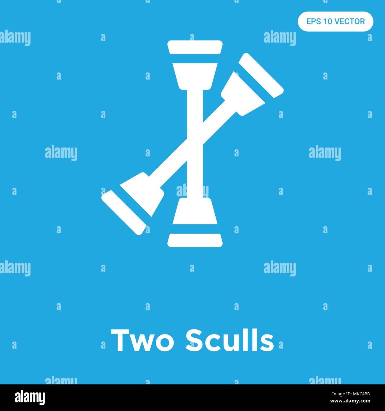 Two Sculls vector icon isolated on blue background, sign and symbol ...