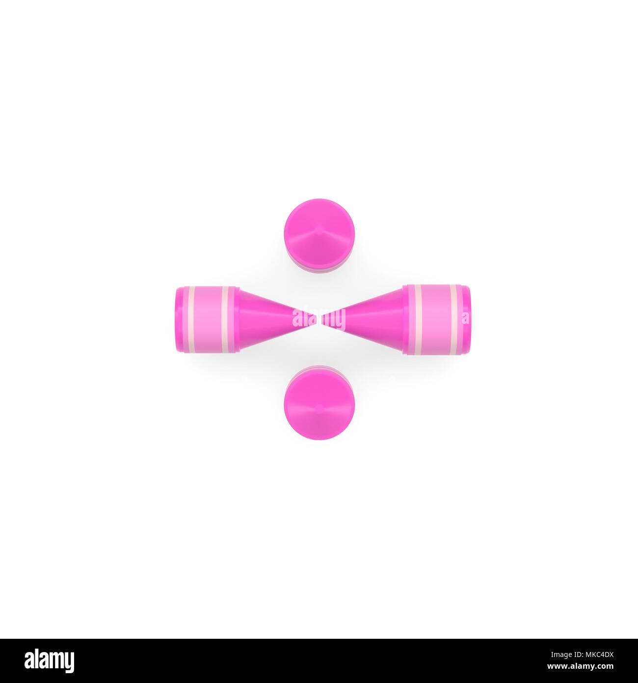 Pink wax crayon mathematical operation symbol of division or obelus on ...