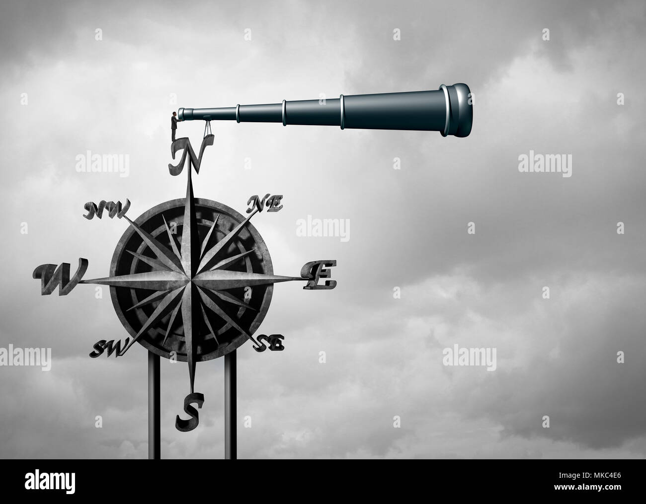 Business success and motivation concept as a person on a compass ...