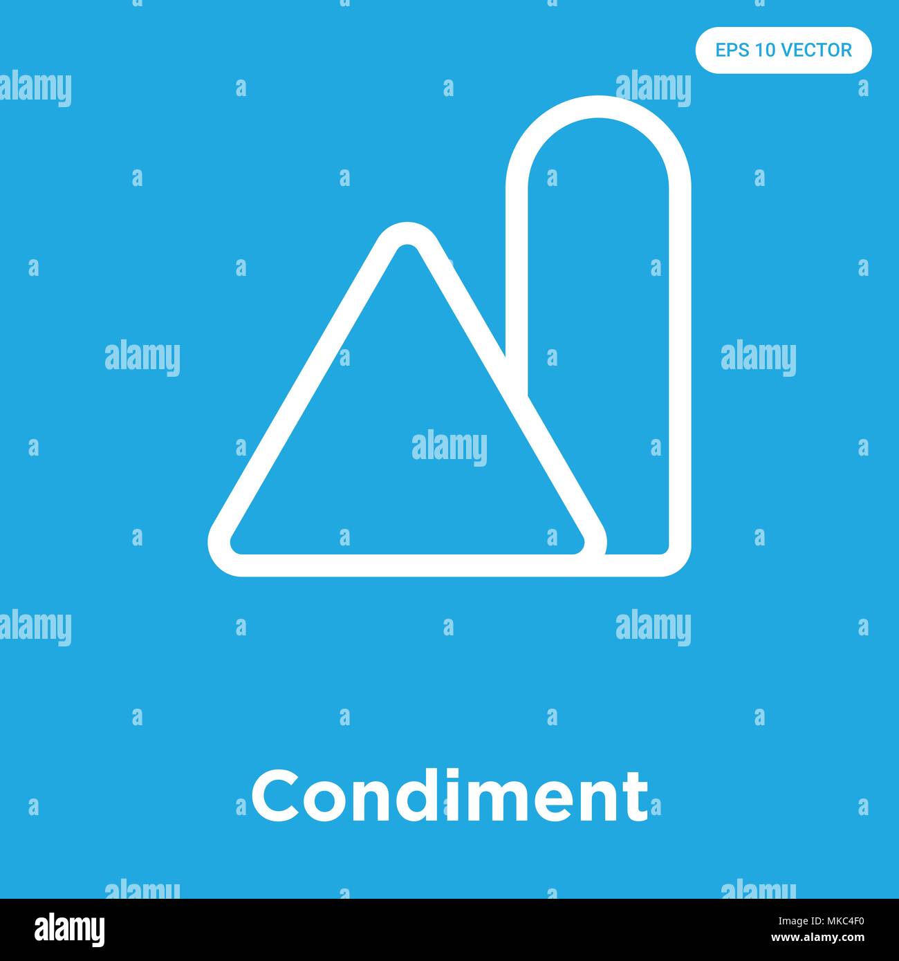 Condiment vector icon isolated on blue background, sign and symbol ...