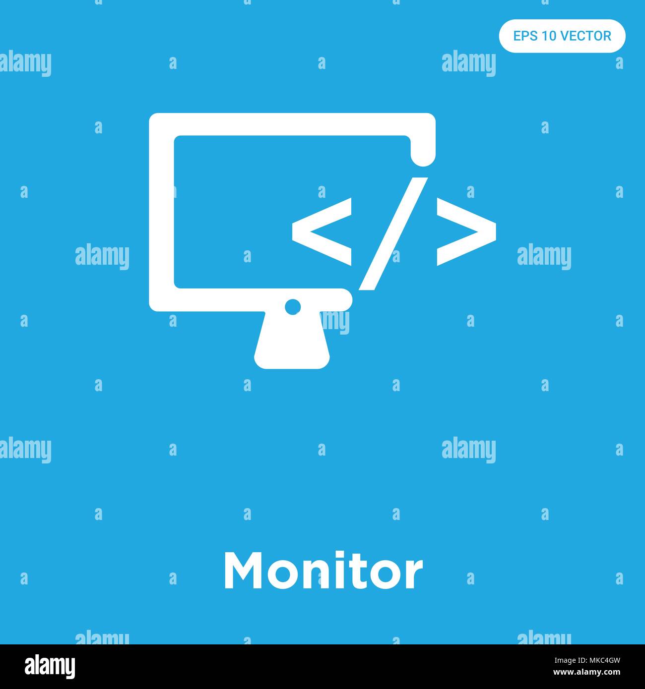 Monitor vector icon isolated on blue background, sign and symbol Stock ...