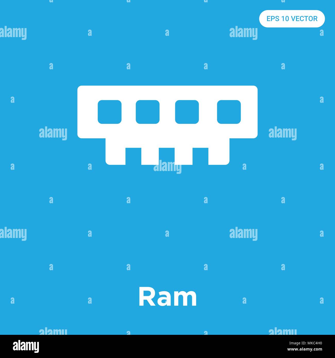 Ram vector icon isolated on blue background, sign and symbol Stock ...