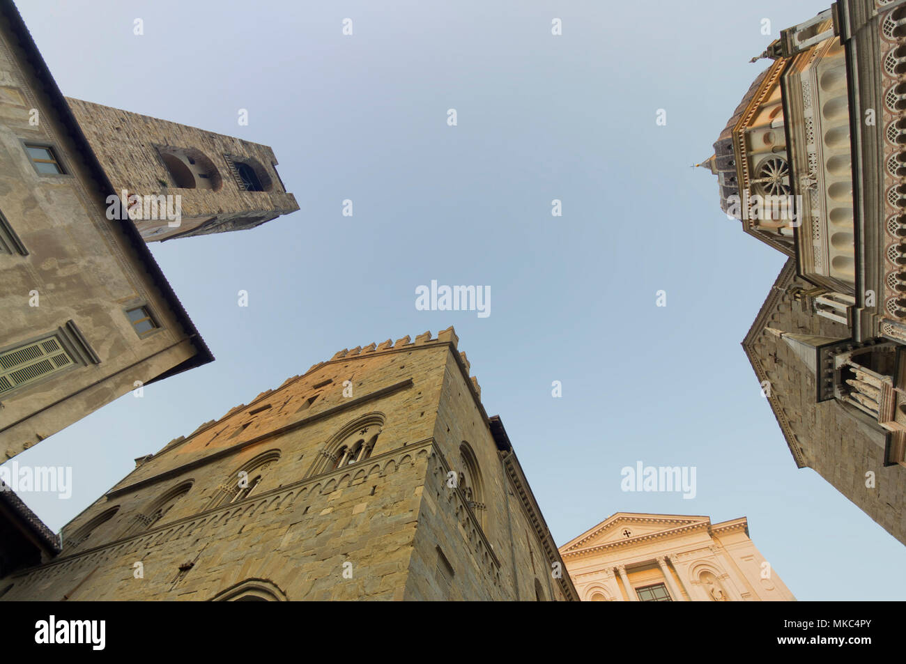 wide view of old buildings in Bergamo city center, Italy Stock Photo ...