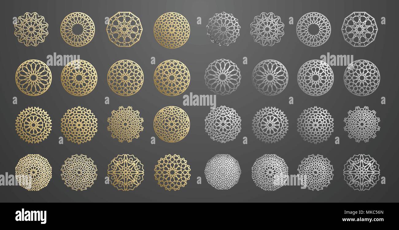 Islamic ornament vector , persian motiff . 3d ramadan islamic round ...