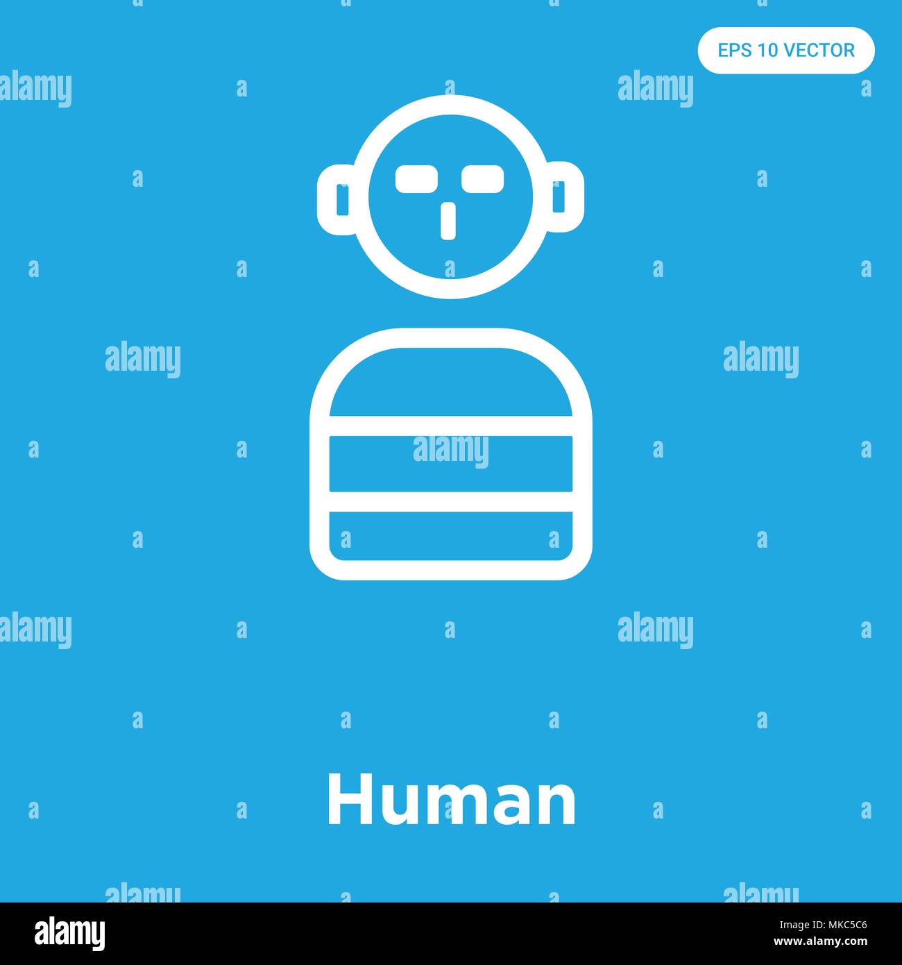 Human vector icon isolated on blue background, sign and symbol Stock ...