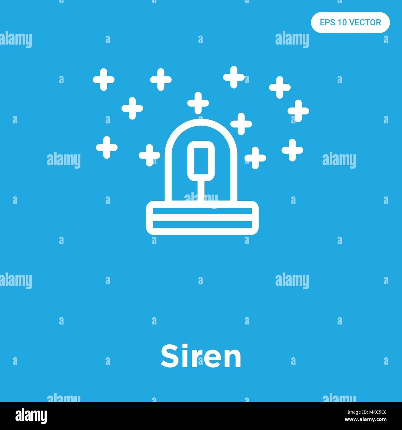 Siren vector icon isolated on blue background, sign and symbol Stock ...