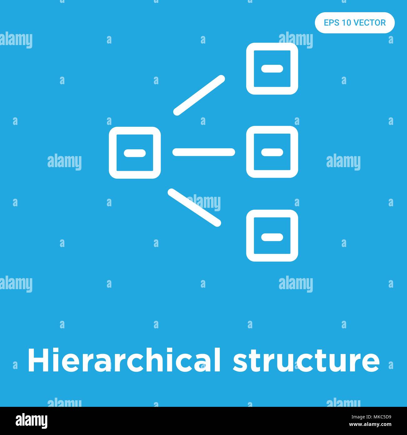 Hierarchical structure vector icon isolated on blue background, sign ...