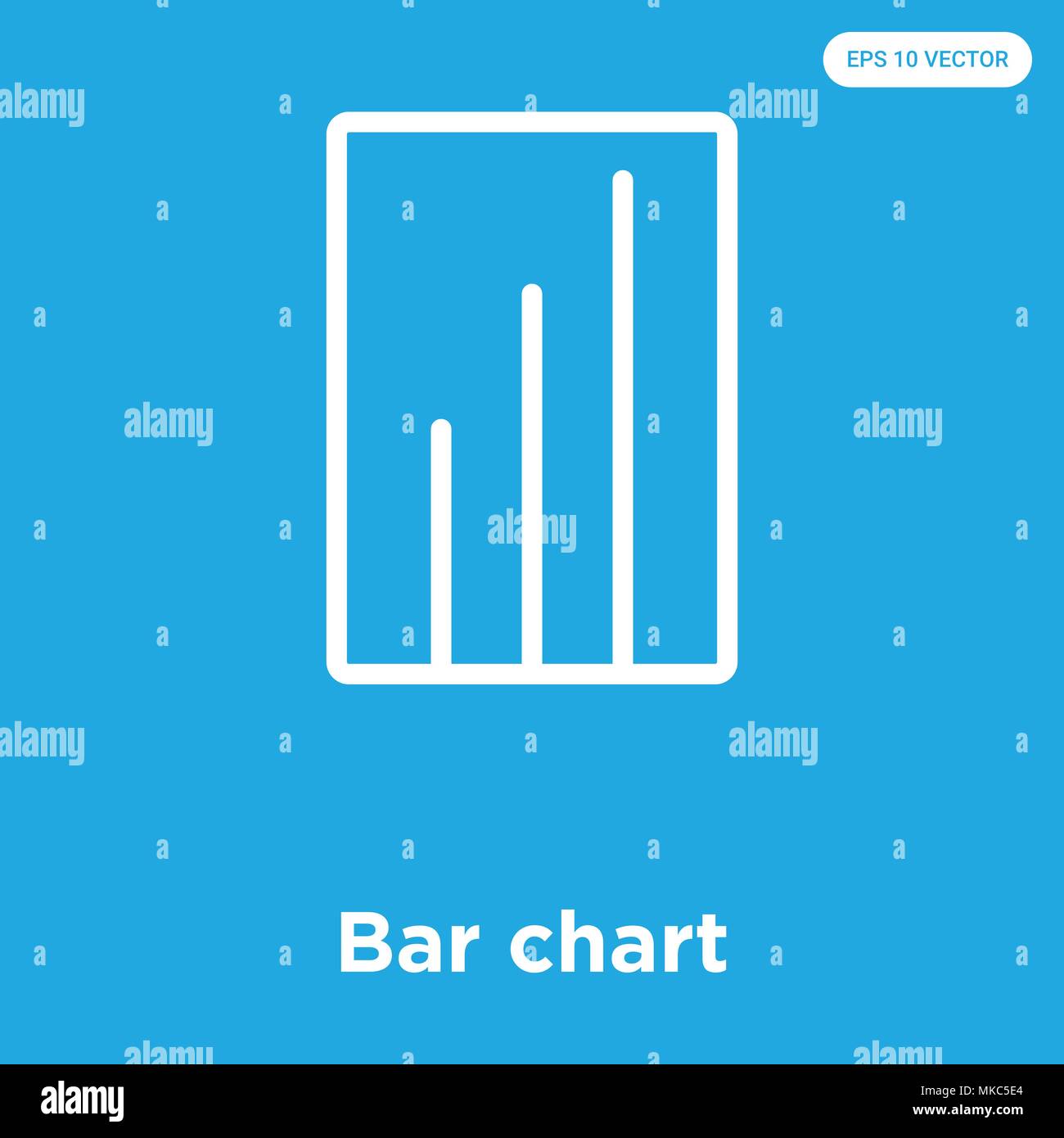 Bar chart vector icon isolated on blue background, sign and symbol ...