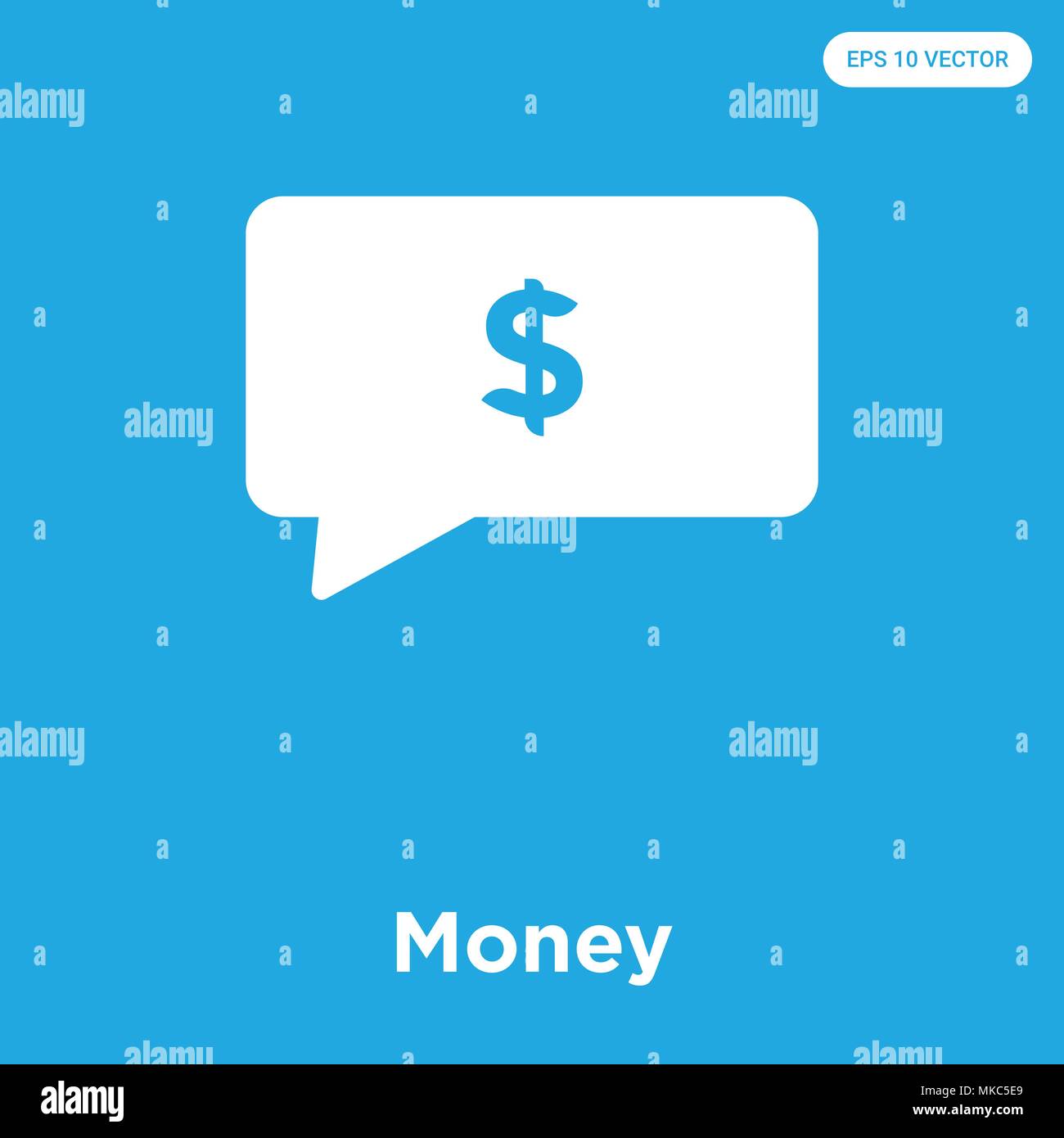Money vector icon isolated on blue background, sign and symbol Stock ...