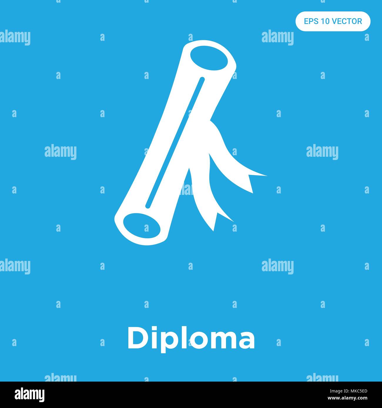 Diploma vector icon isolated on blue background, sign and symbol Stock ...