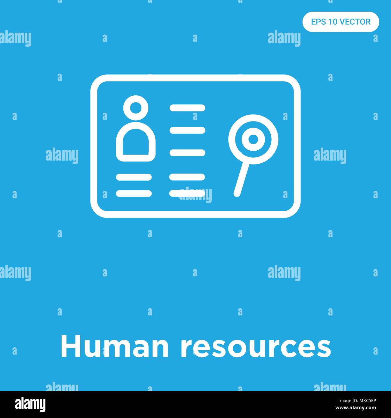 Human resources vector icon isolated on blue background, sign and ...
