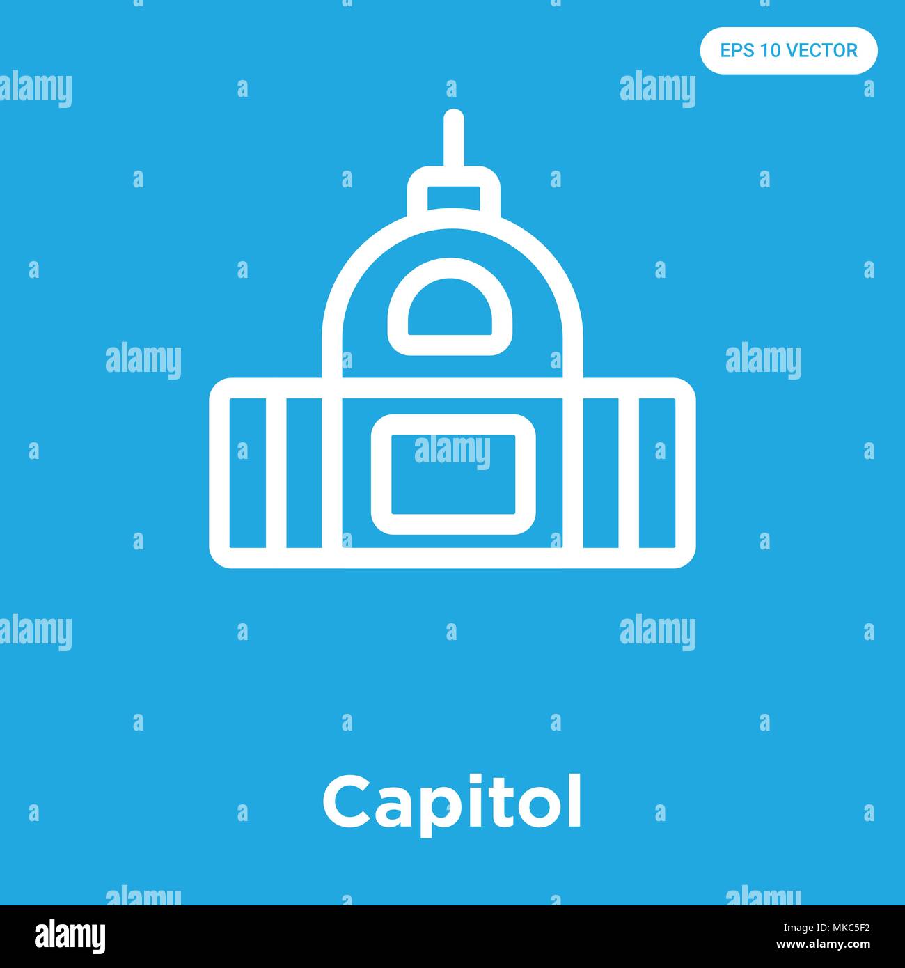 Capitol vector icon isolated on blue background, sign and symbol Stock ...