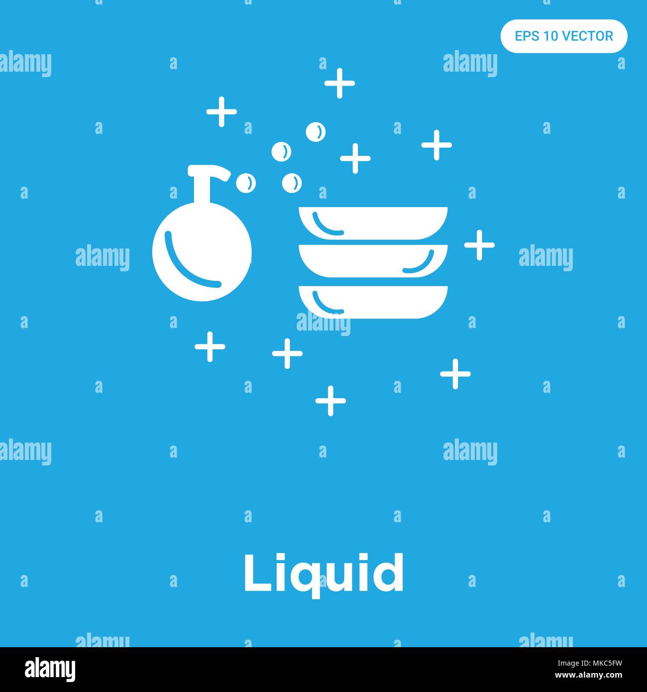 Liquid vector icon isolated on blue background, sign and symbol Stock ...