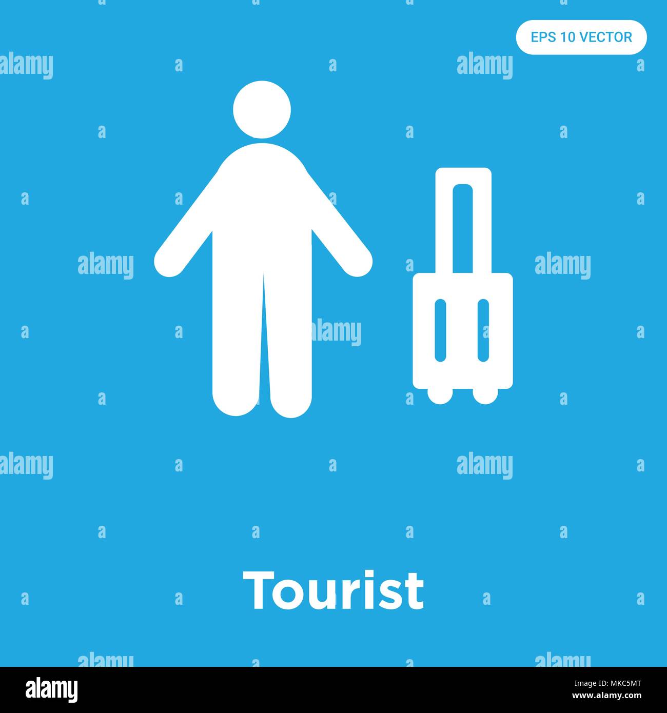 Tourist vector icon isolated on blue background, sign and symbol Stock ...