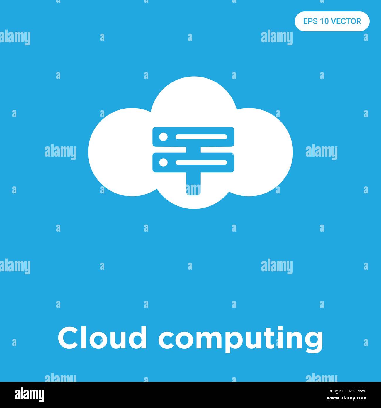 Cloud computing vector icon isolated on blue background, sign and symbol Stock Vector Image ...